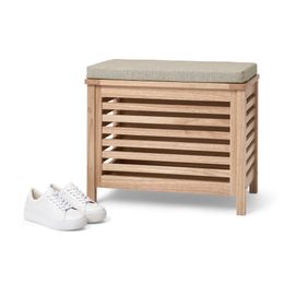 Tchibo - Massivholz-Sitztruhe mit Kissen - 60x36x50,5cm - grau -