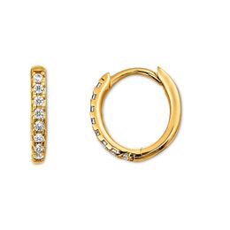 Tchibo - 585 Gold Creolen Zirkonia - wei&szlig;