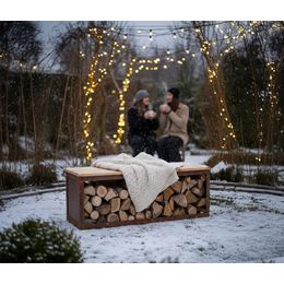 Tchibo - Bank inkl. Holzlager &raquo;Tyr&laquo; - 117x42x42cm - braun -