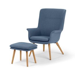 Tchibo - Sessel mit Fu&szlig;hocker - 73x81x102cm - braun -