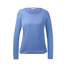 Tchibo - Blusenshirt mit Webeinsatz - Damen - Gr. L - hellblau/gepunktet