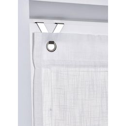 bonprix B&auml;ndchenrollo in Leinen-Optik, wei&szlig;, Gr.140x140 cm, Stoffrollo in Natur-Look mit Haken&ouml;sen