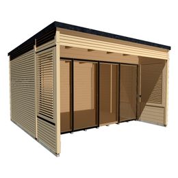 Weka Design-Wochenendhaus mit Vordach &raquo;Cubilis 2.0&laquo; - 388x394x249cm - anthrazit -