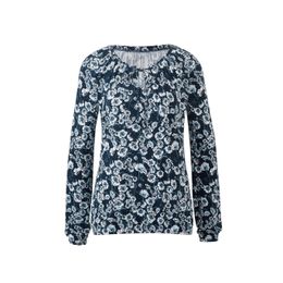 Tchibo - Blusenshirt mit Bindeband - Damen - Gr. L - dunkelblau/print
