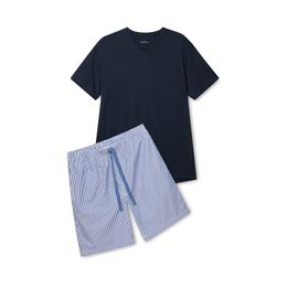 Tchibo - Shorty-Pyjama-Set - Herren - Gr. S - dunkelblau/gestreift