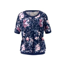 Tchibo - Shirt mit Fledermaus&auml;rmeln - Damen - Gr. L - dunkelblau/gebl&uuml;mt