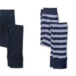 Tchibo - 2 lange Unterhosen - Gr. 134/140 - hellblau/gestreift