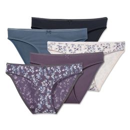 Tchibo - 5 Slips - Damen - Gr. M - anthrazit/print