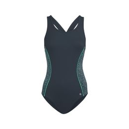 Tchibo - Sport-Badeanzug - Damen - Gr. 48 - dunkelgrau/print