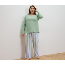 Tchibo - Pyjama - Damen - Gr. XL - hellgr&uuml;n/gestreift