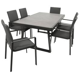 Pharao24.de Gartensitzgruppe Sitzgarnitur Tisch 240 cm breit mit sechs St&uuml;hlen (siebenteilig)