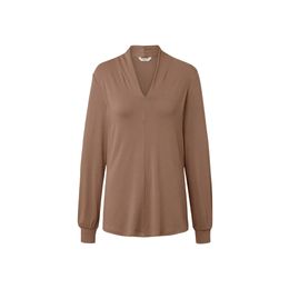 Tchibo - Langarmshirt mit V-Ausschnitt - Damen - Gr. S - beige