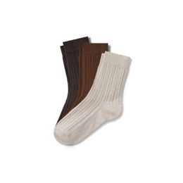 Tchibo - 3 Paar Socken mit Zopfmuster - Damen - Gr. 39-42 - dunkelbraun
