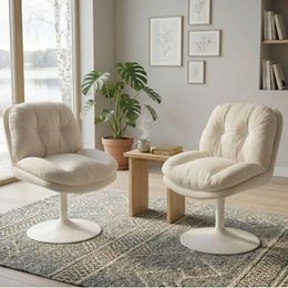 Pharao24.de Lounge St&uuml;hle Polsterstuhl Esszimmer mit Metall Tellerfu&szlig; in Offwhite (2er Set)