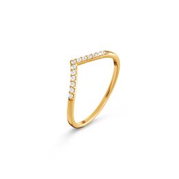 Tchibo - Gold Ring V Zirkonia - Damen - Gr. 18 - wei&szlig;