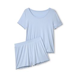 Tchibo - Shorty-Pyjama-Set aus Rippe - Damen - Gr. XS - hellblau
