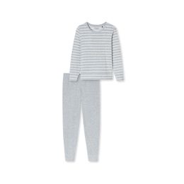 Schiesser Frottee-Pyjama-Set - Damen - Gr. 44 - grau/gestreift