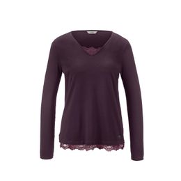 Tchibo - Langarmshirt mit V-Ausschnitt - Damen - Gr. M - dunkelrosa