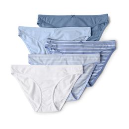 Tchibo - 5 Slips - Damen - Gr. M - blau/gestreift