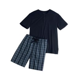 Tchibo - Shorty-Pyjama - Herren - Gr. S - dunkelblau/kariert