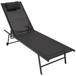 Pharao24.de Sonnenliege Liegesessel in Schwarz aus Textilgewebe (2er Set)