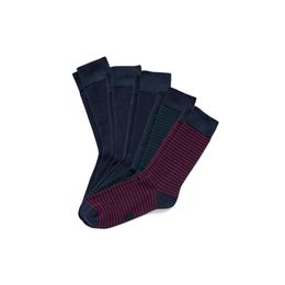 Tchibo - 5 Paar Socken - Herren - Gr. 44-46 - dunkelblau/gestreift