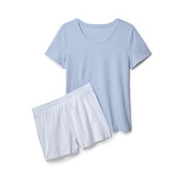 Tchibo - Shorty-Pyjama-Set - Damen - Gr. L - hellblau/gestreift