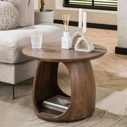 Pharao24.de Beistelltisch Designtisch in Holz Braun aus Akazie Massivholz
