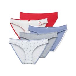 Tchibo - 5 Slips - Damen - Gr. S - wei&szlig;/print