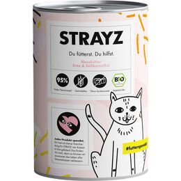STRAYZ Bio Ente & S&uuml;&szlig;kartoffel Katzen-Nassfutter Bio-Nassfutter 6x400g