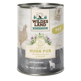 WILDES LAND Huhn PUR mit Distel&ouml;l Katzen-Nassfutter getreidefrei 6x400 g