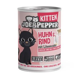 Joe & Pepper Cat Kitten Huhn & Rind mit L&ouml;wenzahn Katzen-Nassfutter getreidefrei 6x400g