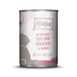MjAMjAM DUO von Ente & H&uuml;hnchen an M&ouml;hrchen Katzen-Nassfutter getreidefrei 6x400g