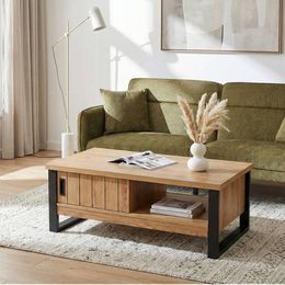 Pharao24.de Wohnzimmertisch Sofatisch in Eichefarben und modernem Design