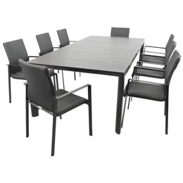 Pharao24.de Gartenm&ouml;bel Set Sitzgarnitur aus Aluminium in Anthrazit (neunteilig)
