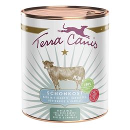 Terra Canis Schonkost Kalb, Karotte, Kartoffel, H&uuml;ttenk&auml;se & Kamille Hunde-Nassfutter fettarm 6x800g