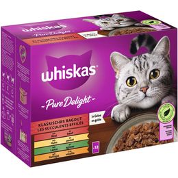 whiskas Pure Delight Multipack Klassisches Ragout Katzen-Nassfutter im Gelee in Pastete/Pat&egrave; 12x85g