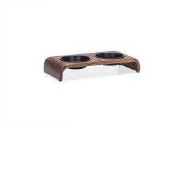 Designed by Lotte Futterstation Doppelnapf Melora Holz schwarz