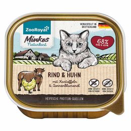 ZooRoyal Minkas Naturkost Rind und Huhn mit Kartoffeln Katzen-Nassfutter ohne Zucker 16x100g