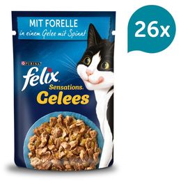 FELIX Sensations Gelees mit Forelle & Spinat Katzen-Nassfutter Alleinfuttermittel 26x85g