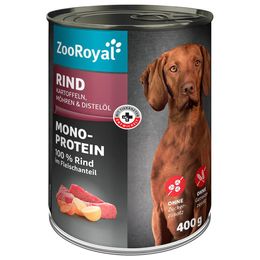 ZooRoyal Mono-Protein Rind mit Kartoffeln, M&ouml;hren & Distel&ouml;l Hunde-Nassfutter getreidefrei 6x400g
