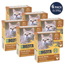 Bozita Tetra H&auml;ppchen in Gelee mit viel Huhn Katzen-Nassfutter ohne Getreide und Zucker 6x370g