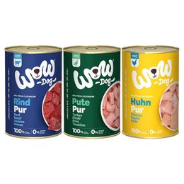 WOW! Dog Mixpaket Pur Hunde-Nassfutter Alleinfuttermittel 18x400g