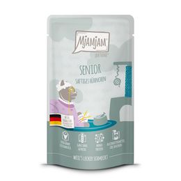 MjAMjAM Quetschie Senior saftiges H&uuml;hnchen Katzen-Nassfutter getreidefrei 12x125g