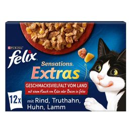 FELIX Sensations Extras in Gelee Geschmacksvielfalt vom Land Katzen-Nassfutter Alleinfuttermittel 12x85g