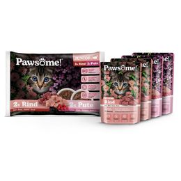 Pawsome! Junior Rind & Pute Mixpack Katzen-Nassfutter getreidefrei 4x85g