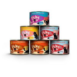 Lucky Lou Lifestage Adult Tasty-Mix Katzen-Nassfutter ohne Getreide- und Zuckerzusatz 6x200g
