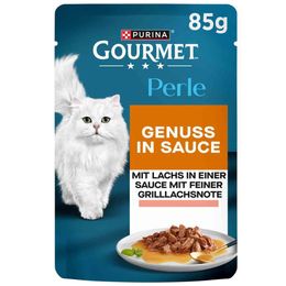 Gourmet Perle Genuss in Sauce mit Lachs Katzen-Nassfutter ohne k&uuml;nstliche Farbstoffe 26x85g