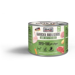 MAC's Dog Kaninchen, Rind und Gem&uuml;se Hunde-Nassfutter getreidefrei 6x200g
