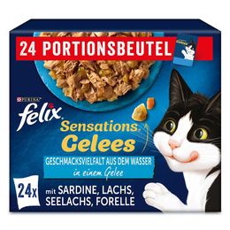 FELIX Sensations Gelees Geschmacksvielfalt aus dem Wasser Katzen-Nassfutter Fisch 24x85g